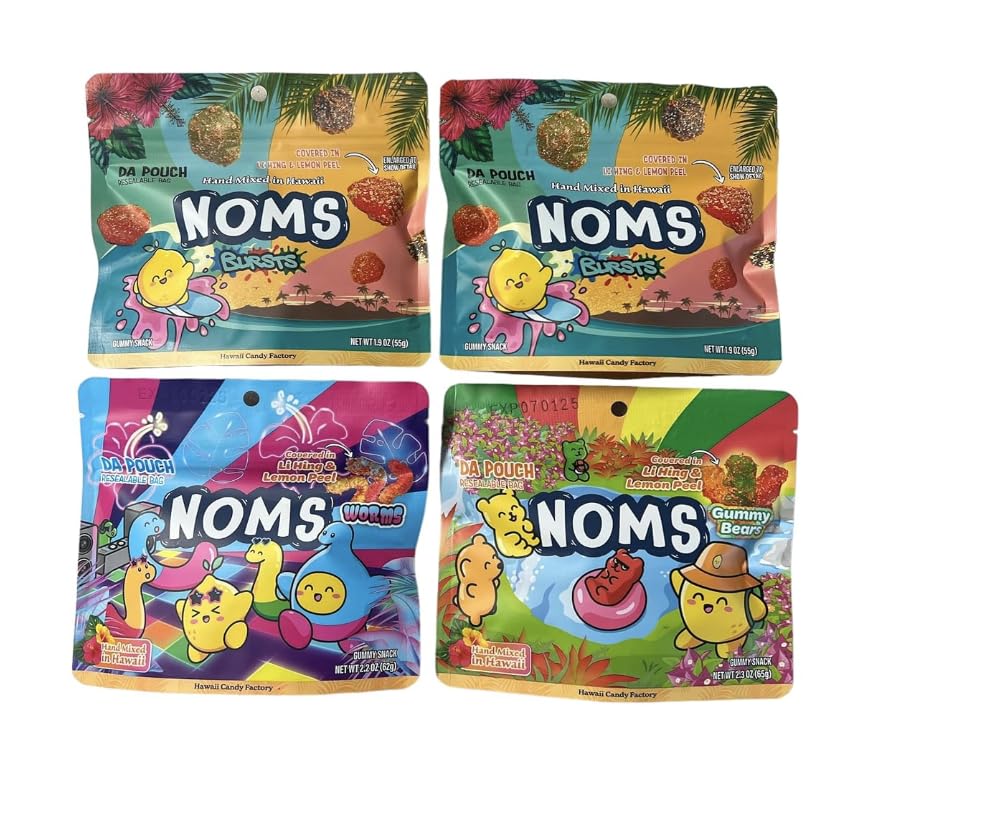 Amazon.com : Noms Pack of 4 | Hawaii Candy Factory | Noms Bursts, Worms ...