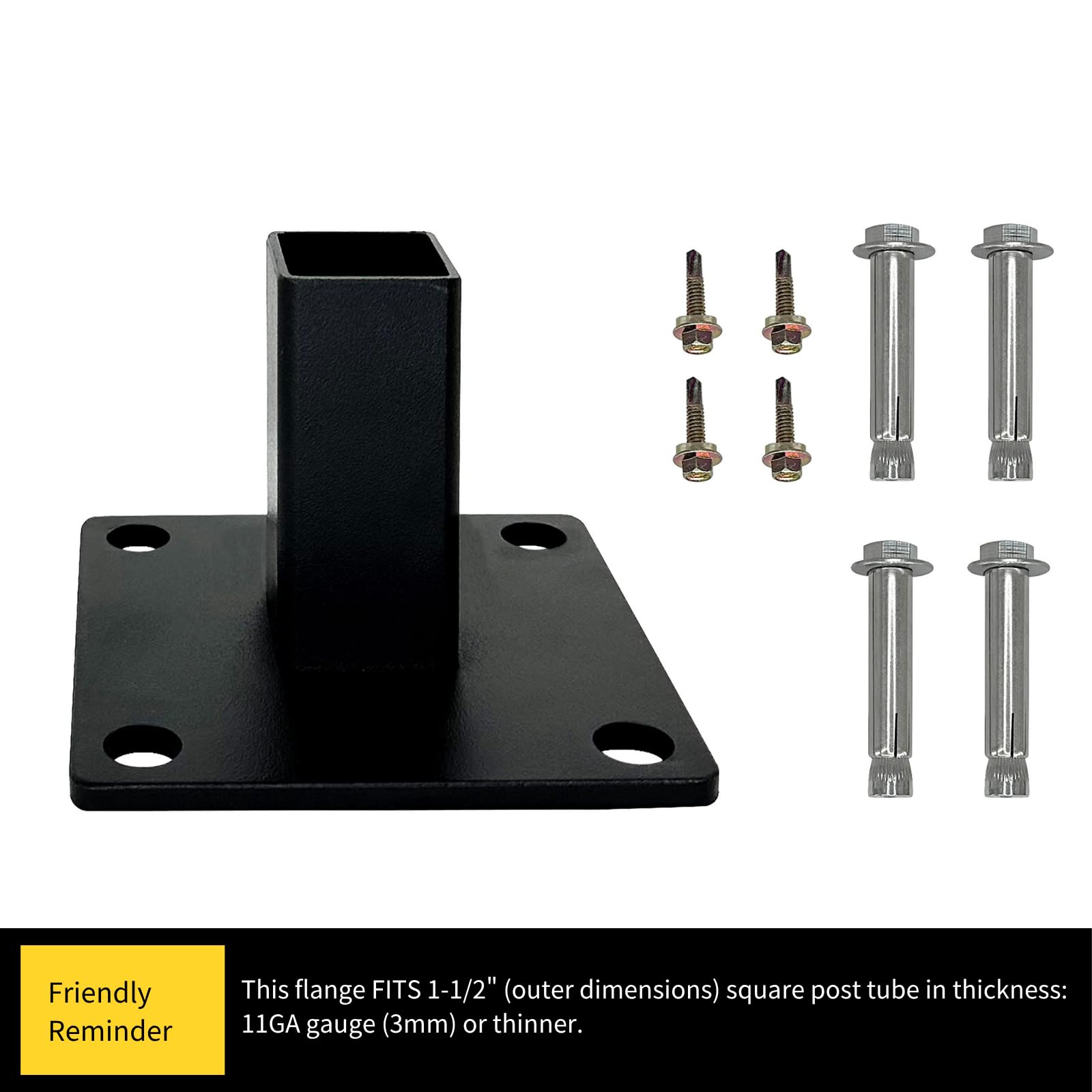 Snapklik.com : Rockwill Heavy Duty Steel Fence Base Flange Kit For 1.5 ...