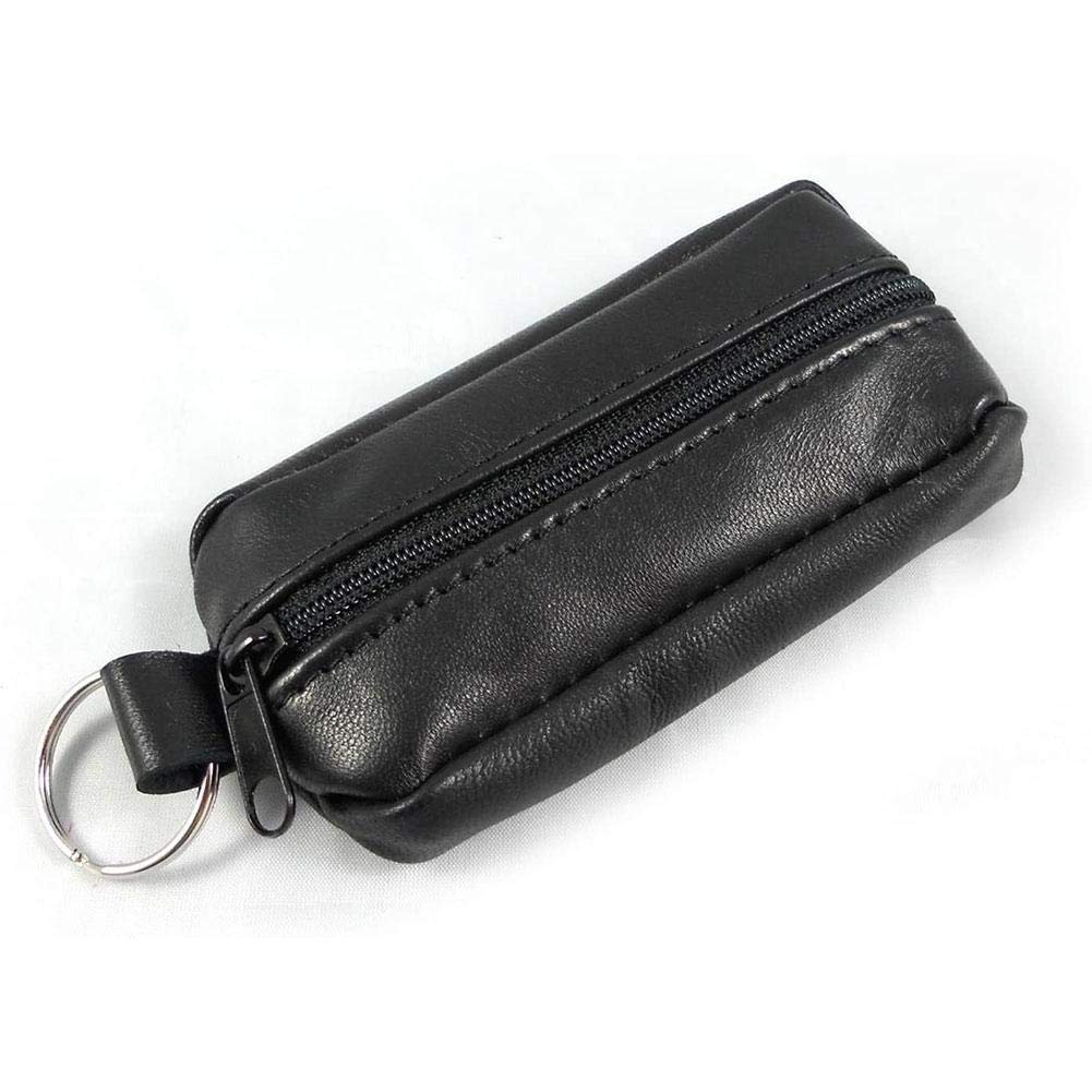 Black Soft Leather Key Case Holder Keychain Bag Zipped Wallet Coin ...