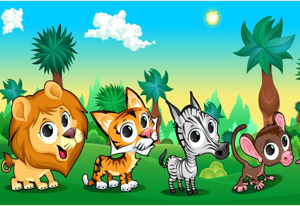 Dorcev Hintergrund Aus Polyester 2 1 X 1 5 M Cartoon Dschungel dorcev-hintergrund-aus-polyester-2-1-x-1-5-m-cartoon-dschungel
