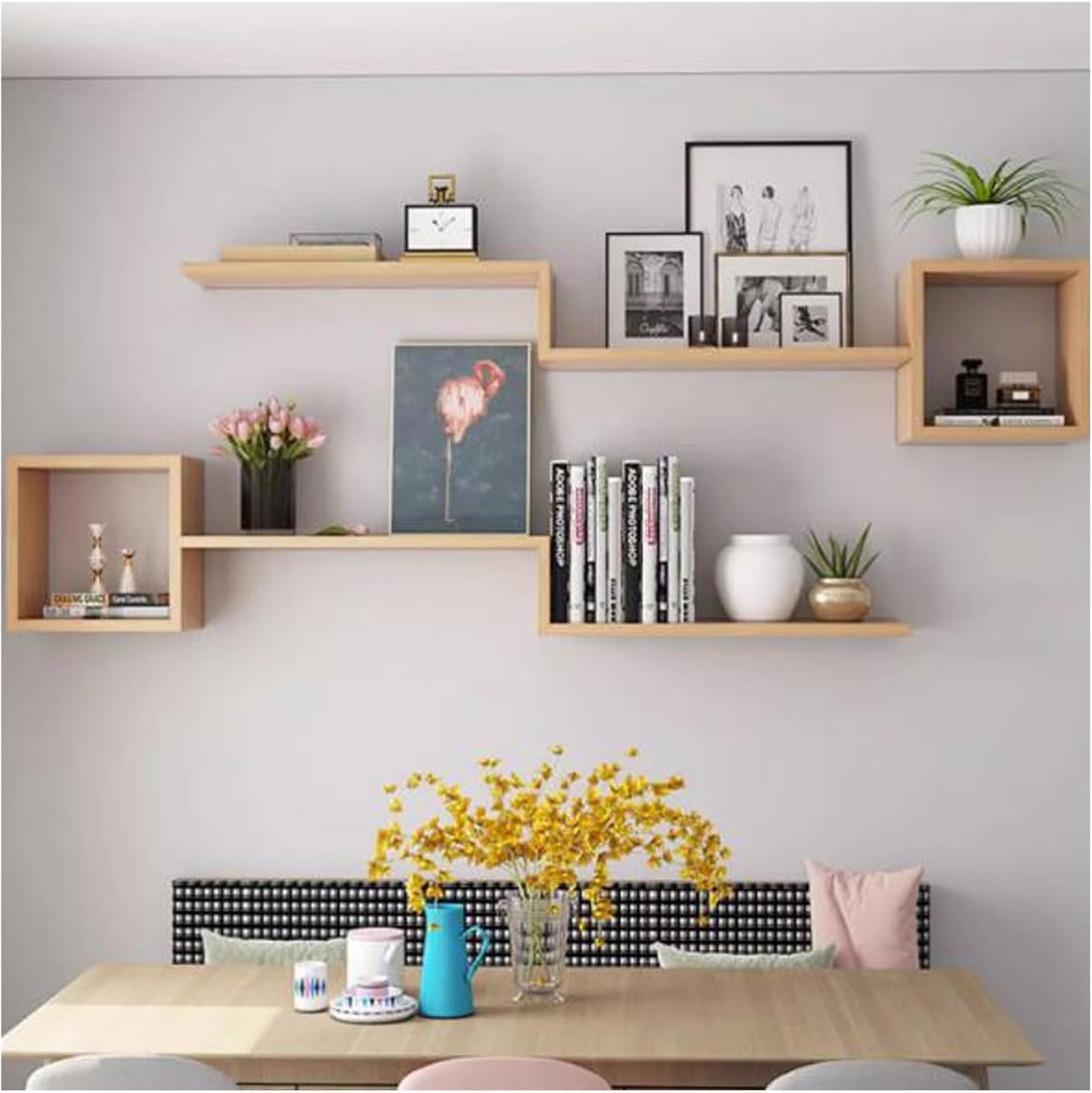Amazon.com: 2 Tier Floating Shelves, Wall Mounted Wooden Shelves for ...