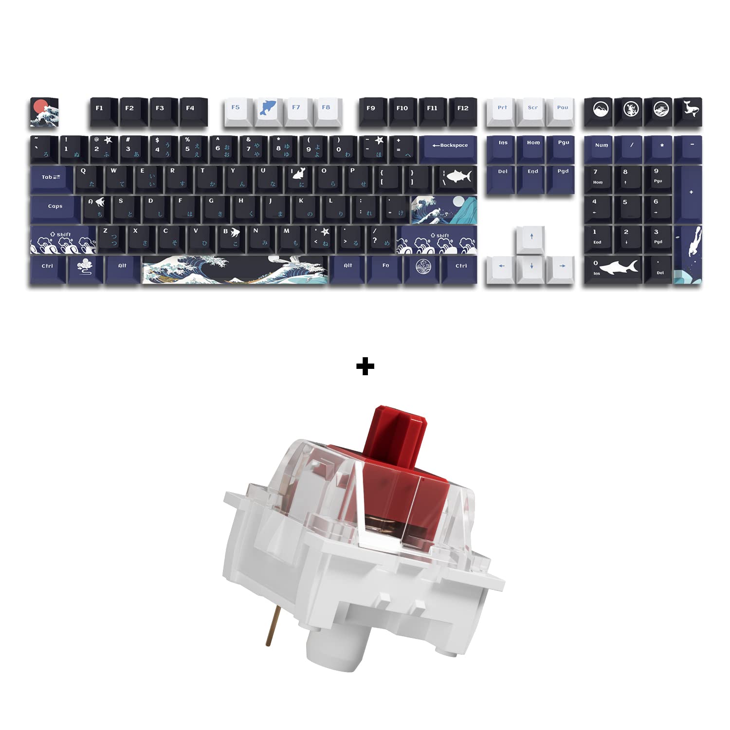 Buy SDYZ PBT Keycaps 132 Keys, Great Wave Off Kanagawa Japanese ...