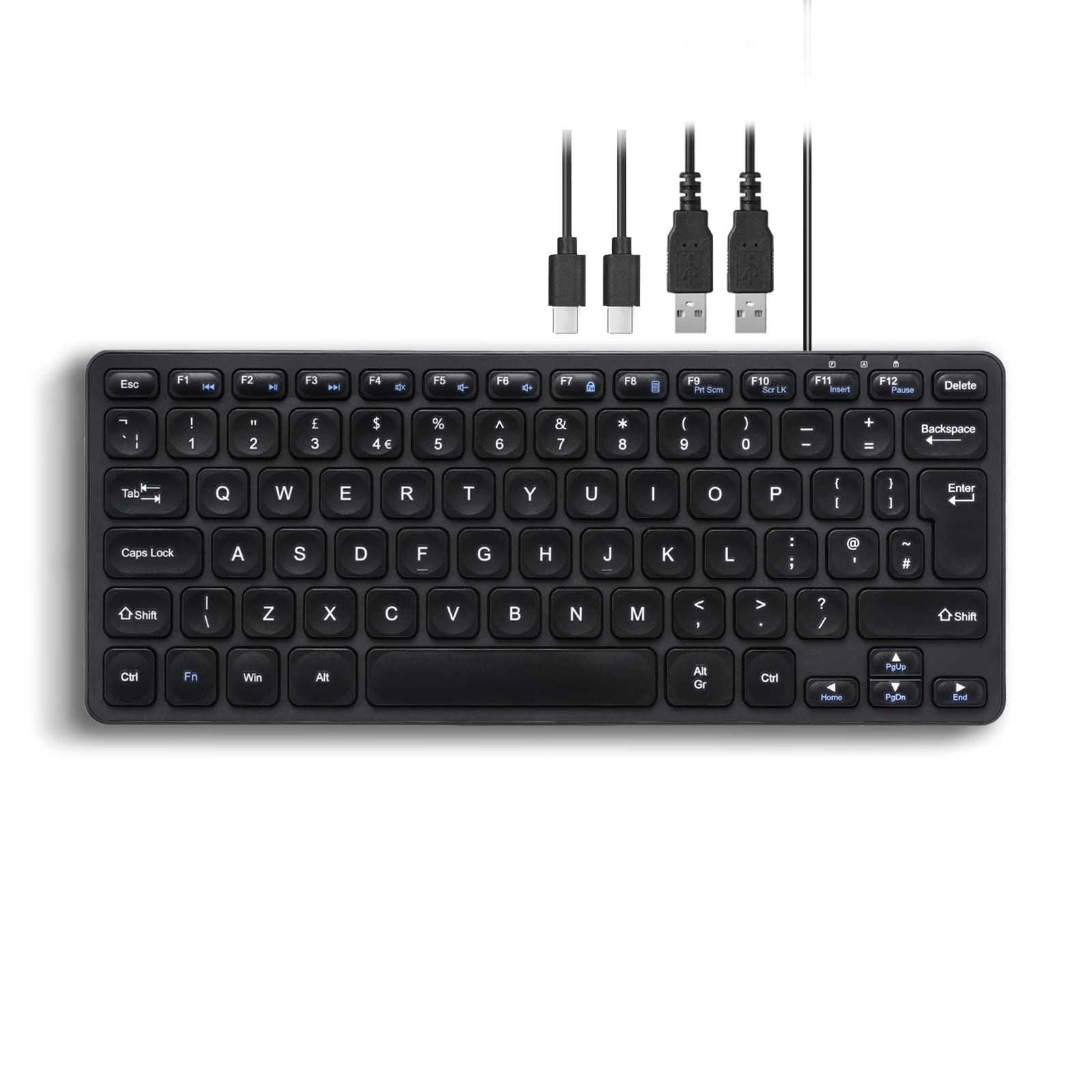 Perixx PERIBOARD-416 Wired Mini USB Keyboard with 4 Hubs - Scissor Keys ...