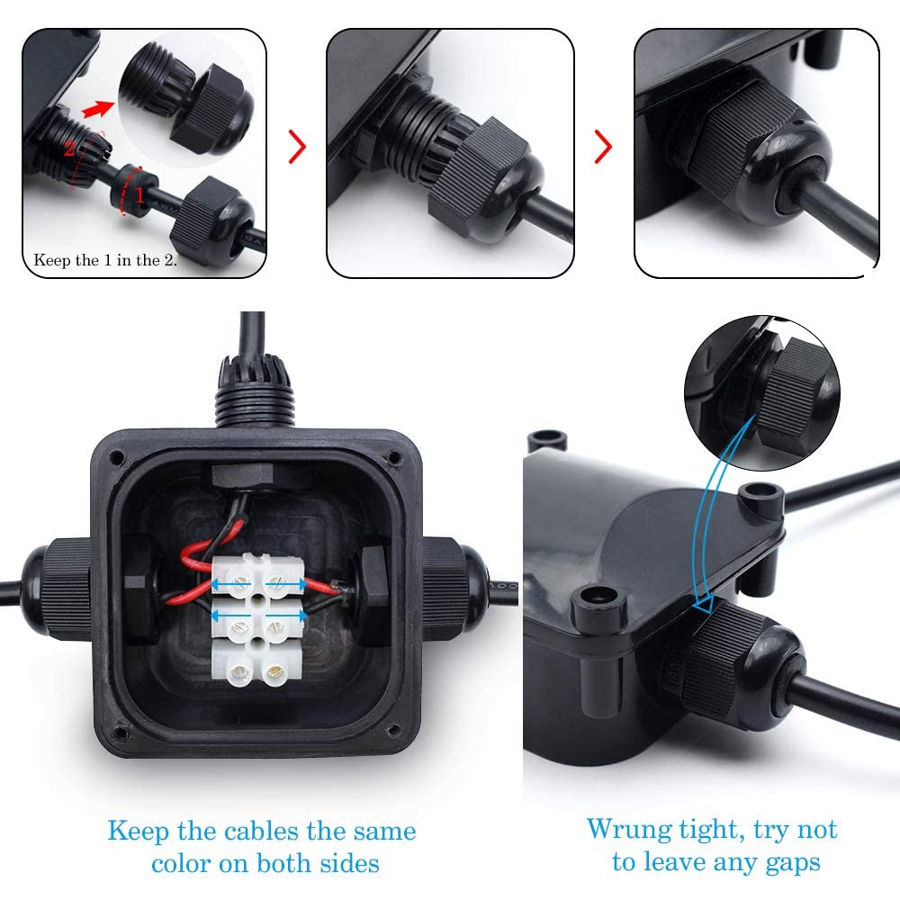 Snapklik.com : Waterproof Junction Box, IP68, 3-Way Outdoor Cable ...