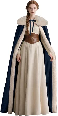 Joukavor - Capa de terciopelo renacentista con cuello de piel vikinga ...