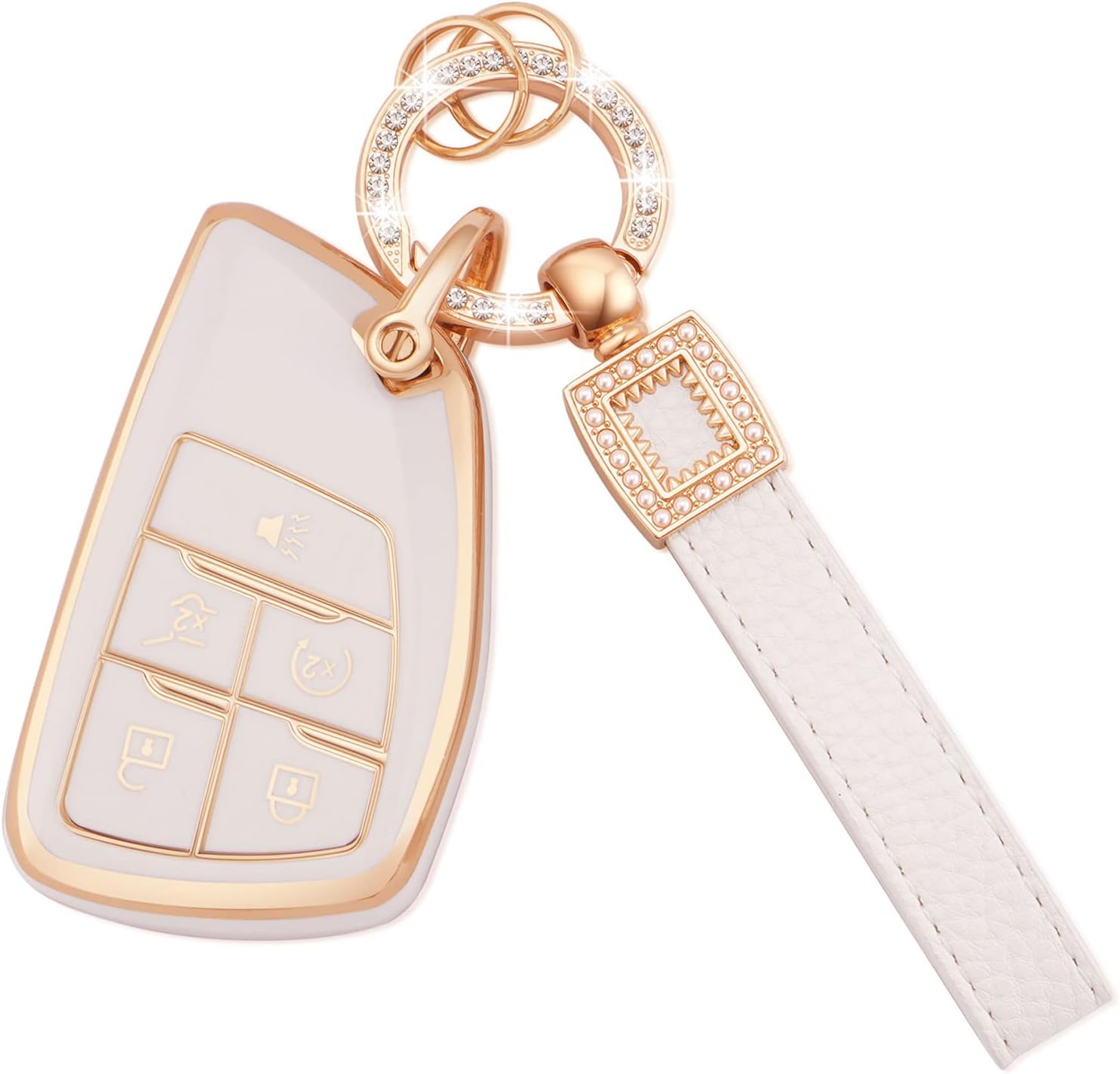 Amazon.com: EKALA for GMC Key Fob Cover with Leather Key Fob Keychain ...