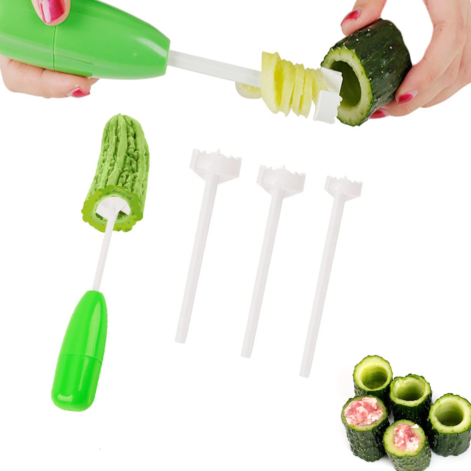 Veggie Drill, 4 Sizes with Non-Slip Handle Vegetable Corer, for Fruit ...