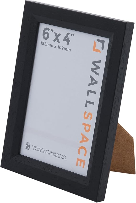 Wall Space Black Photo Frame 6x4 Inches | Bevelled Grained Wood Frame ...