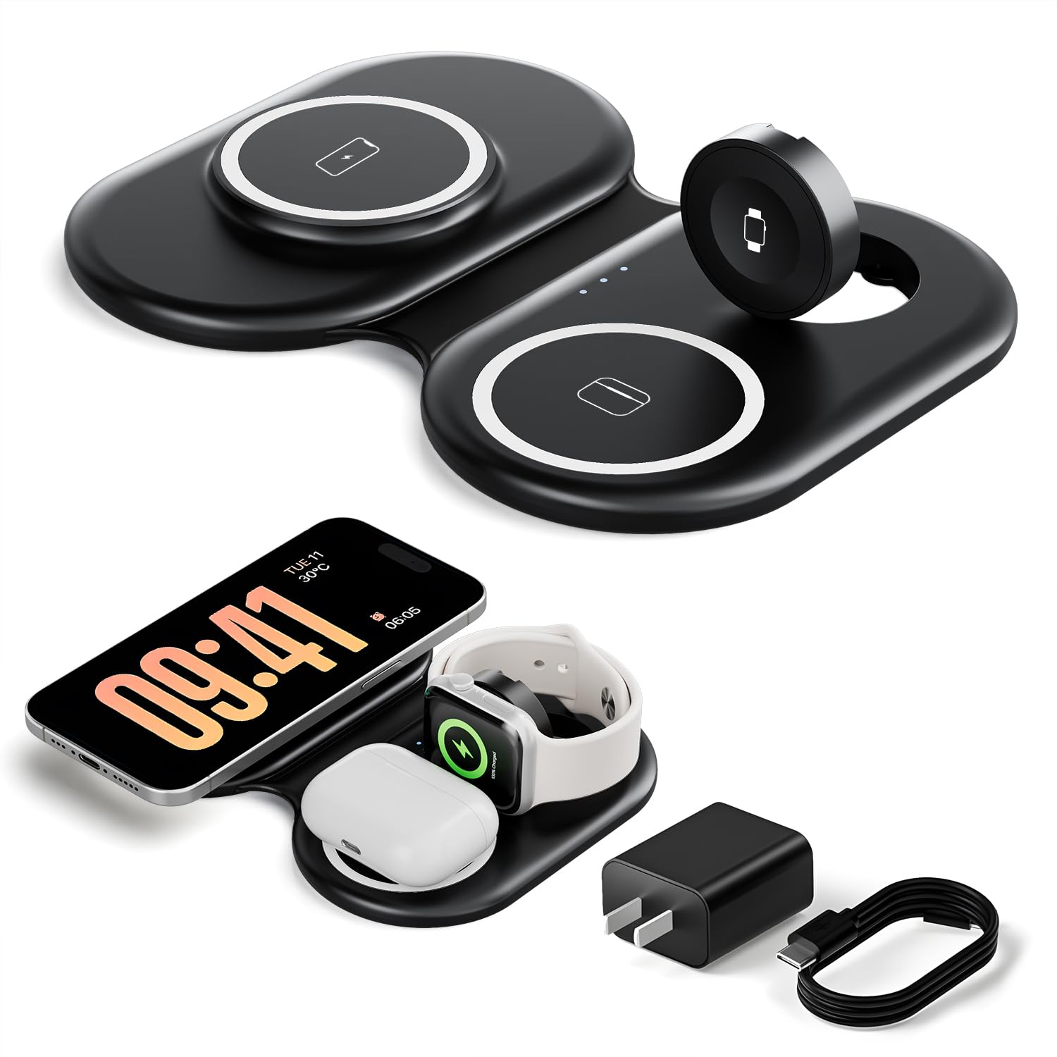 Amazon.com: Travel Portable 3 in 1 Foldable Magnetic Wireless Fast Max ...