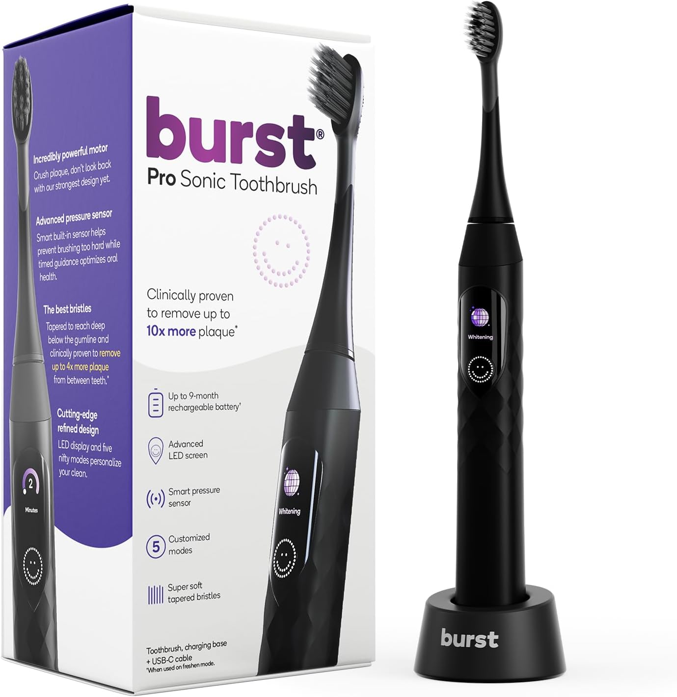 Amazon.com: Burst Pro Sonic Toothbrush for Adults - Advanced Electric ...
