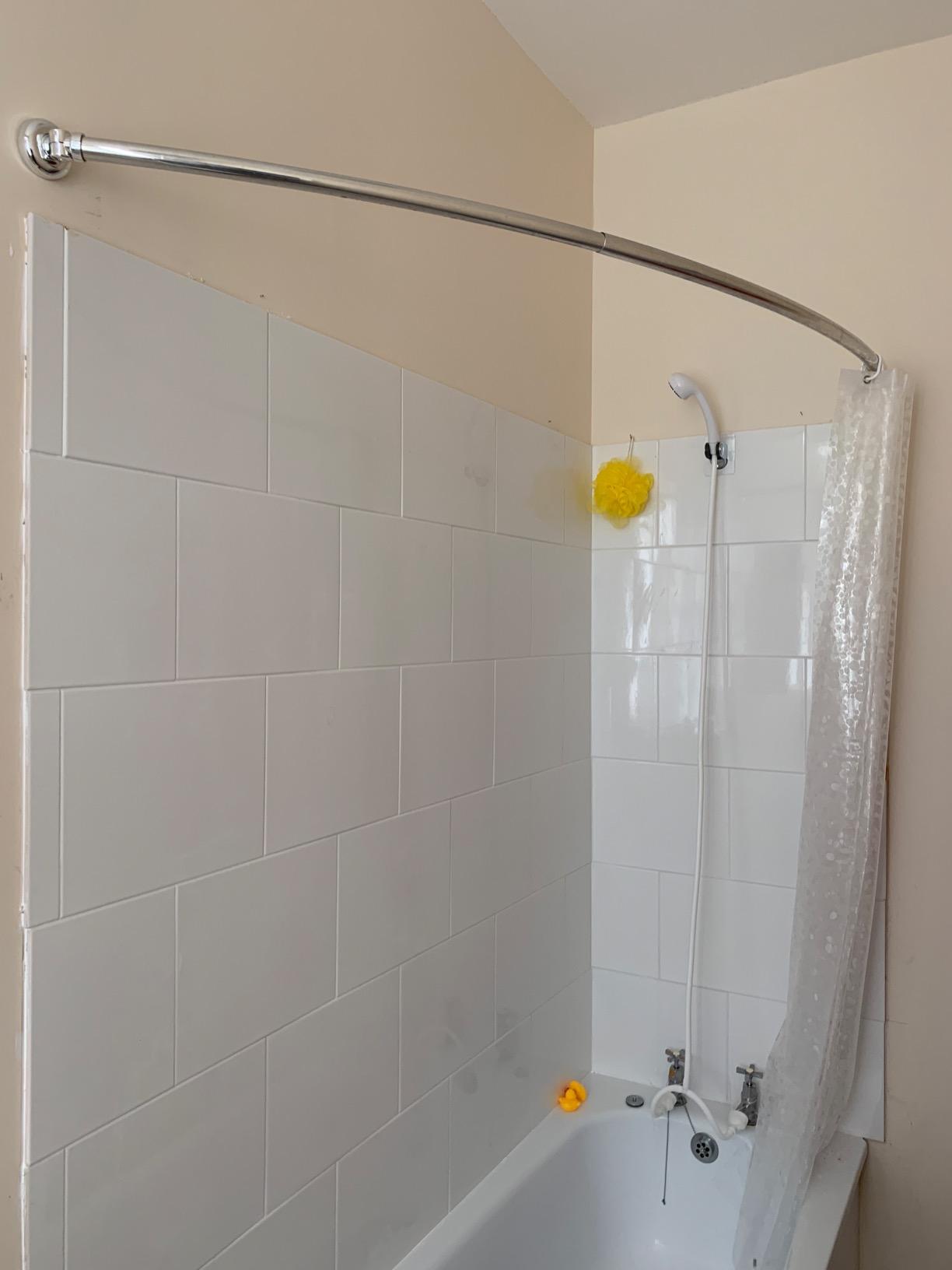 Telescopic Curved Rail 118-190cm Shower Curtain Curtain Pole Extendable ...