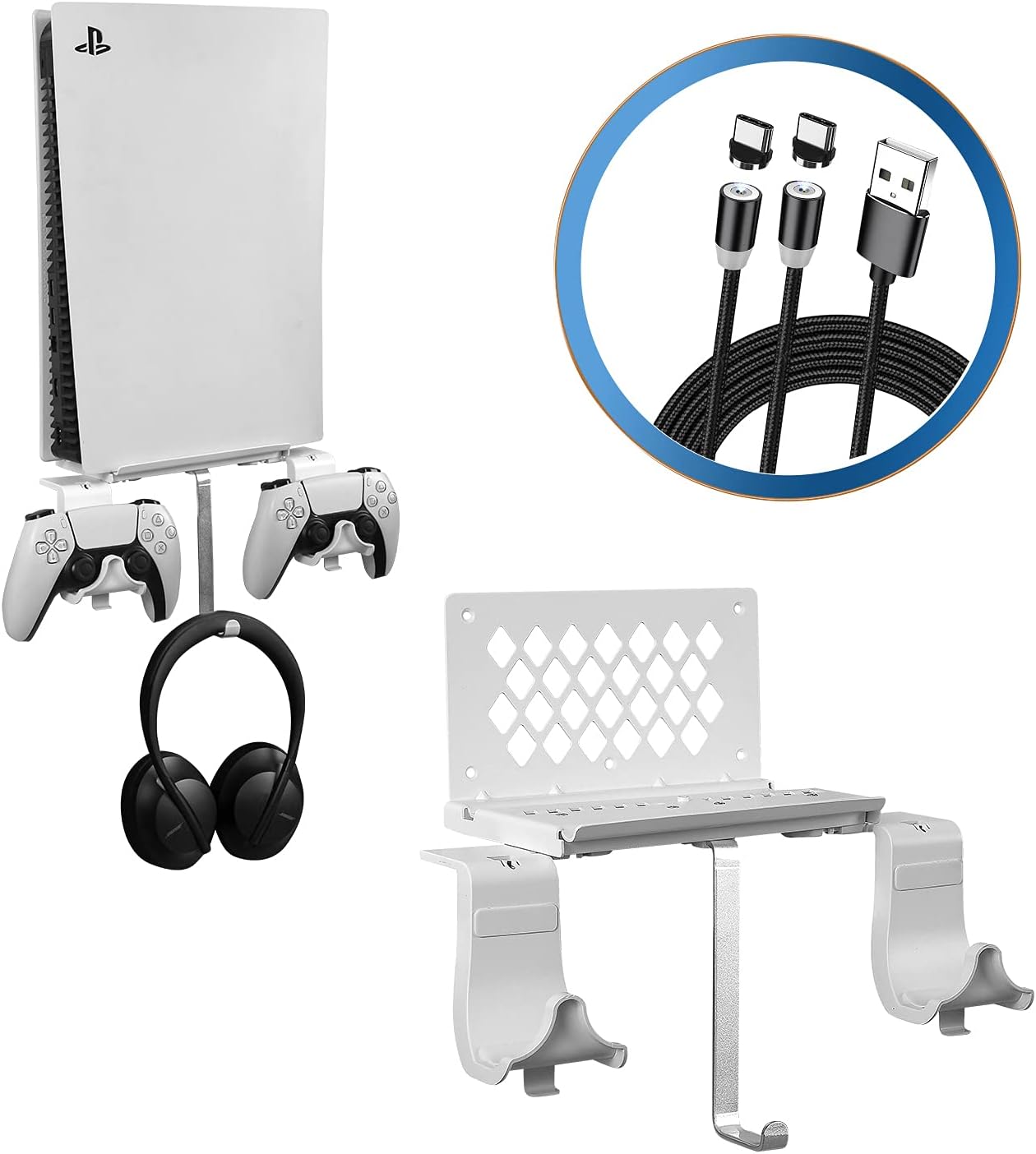 Hosanwell PS5 Wall Mount Bracket Shelf Set, Playstation 5 Wall Mount ...