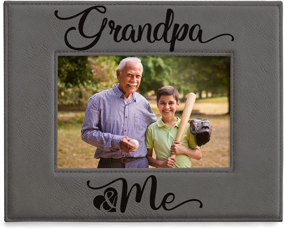 Amazon.com - KATE POSH - Grandpa & Me Engraved Grey Leather Picture ...