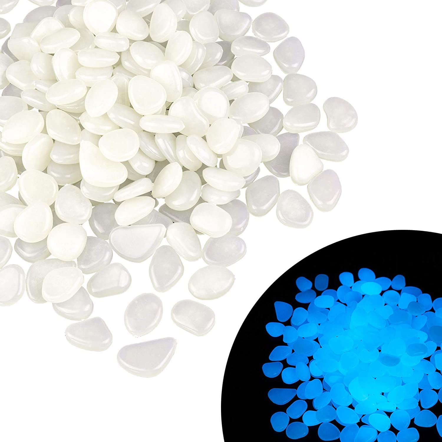 ARK STONE 100 PCS (200gms) Glow in The Dark Pebbles Stones for Indoor ...