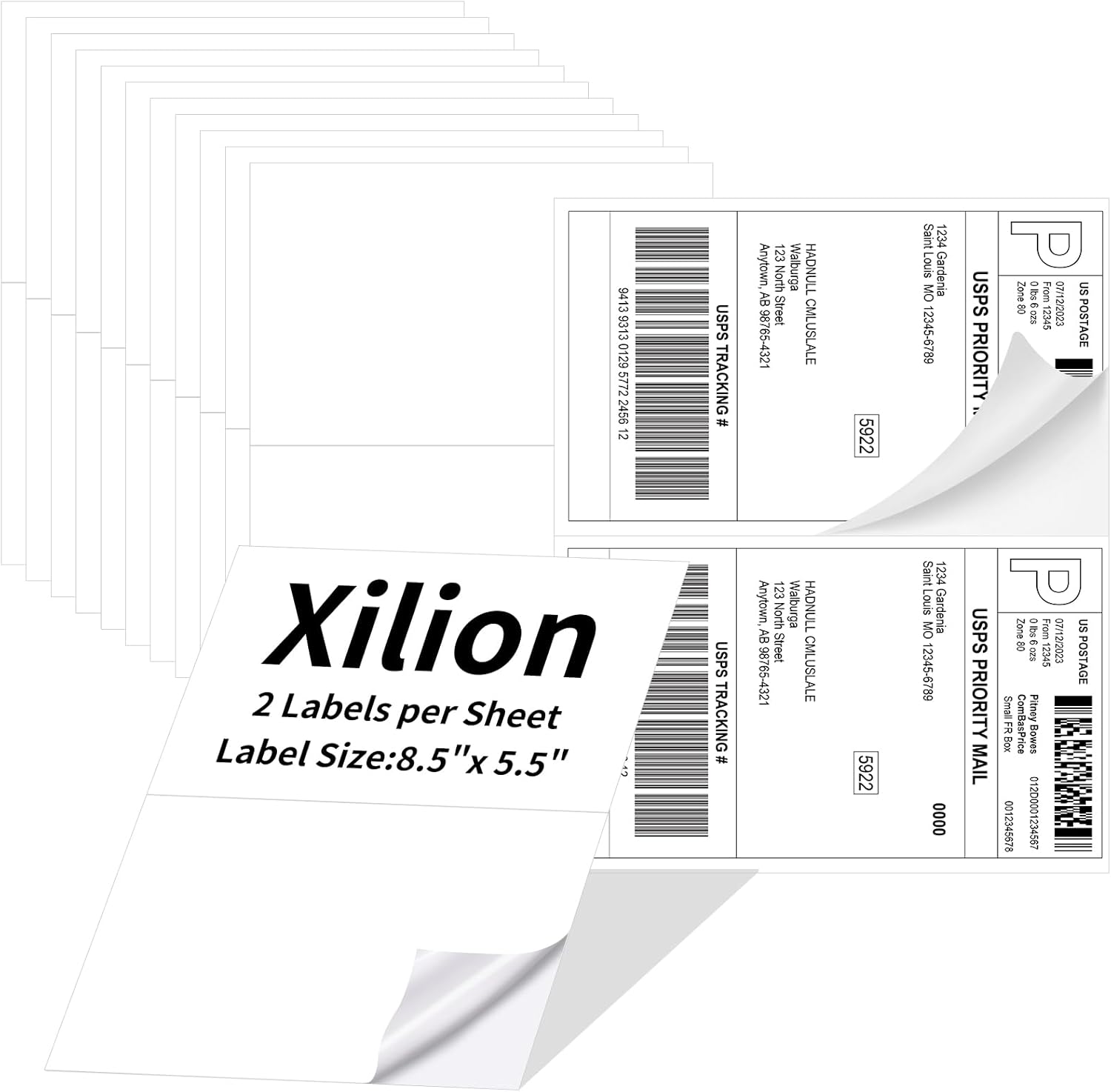 Amazon.com : Half Sheet Label,Mailing Label,2-UP Address Labels,(5.5"x ...