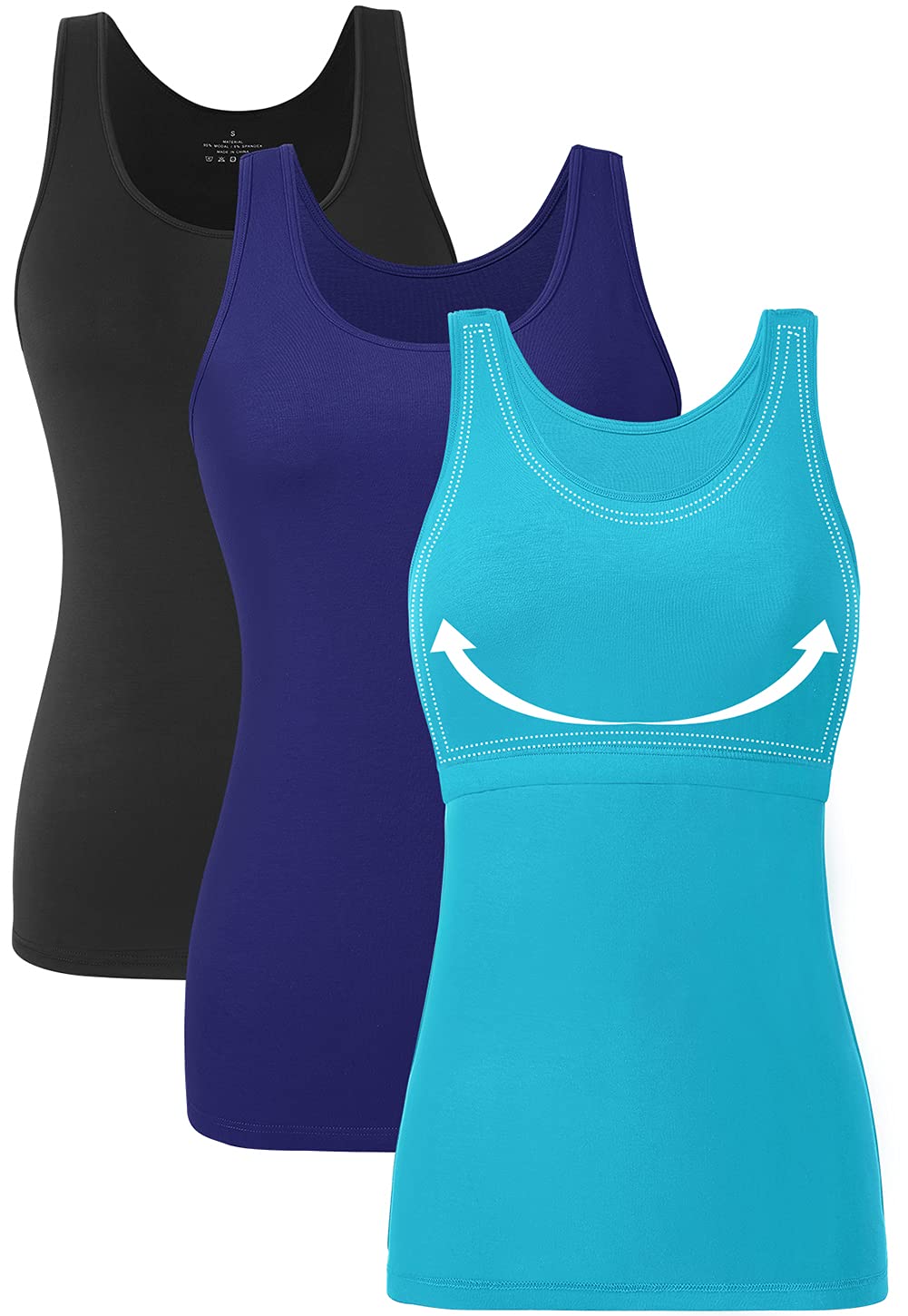 Orrpally Basic Tank Top with Bra for Women Cotton Shelf Bra Undershirt ...