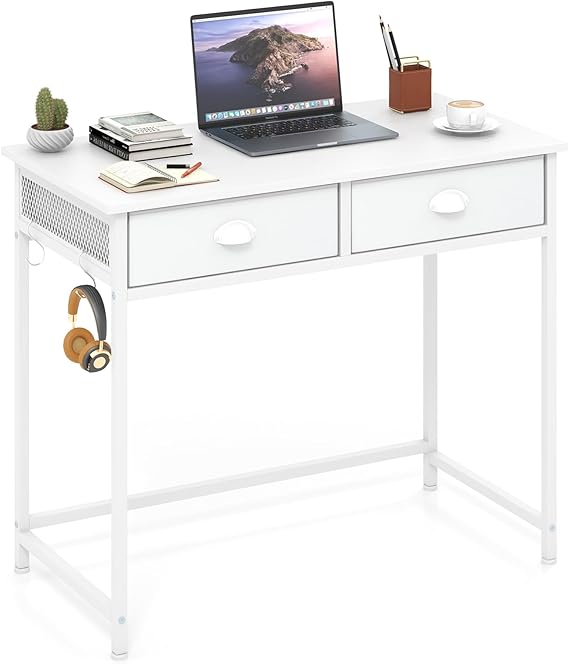 COSTWAY Computer Desk, Wooden PC Laptop Table Writing Workstation with ...