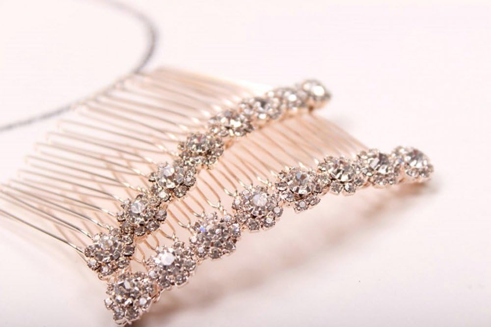 Amazon.com : Geosar 4 Pieces Alloy Rhinestone Side Hair Combs Crystal ...