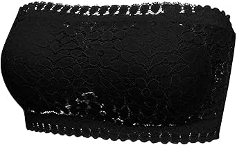 Amazon.com: Women Floral Lace Chest Wrap Mesh Strapless Bandeau Bra ...