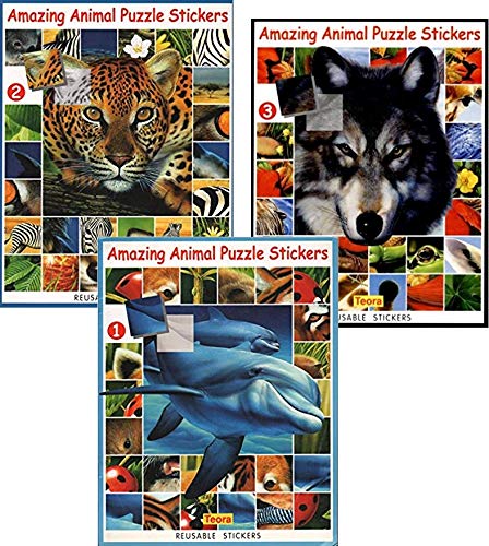 3 PACK Amazing Animal Puzzle Stickers 1,2 & 3: Teora USA: 9781594962059 ...