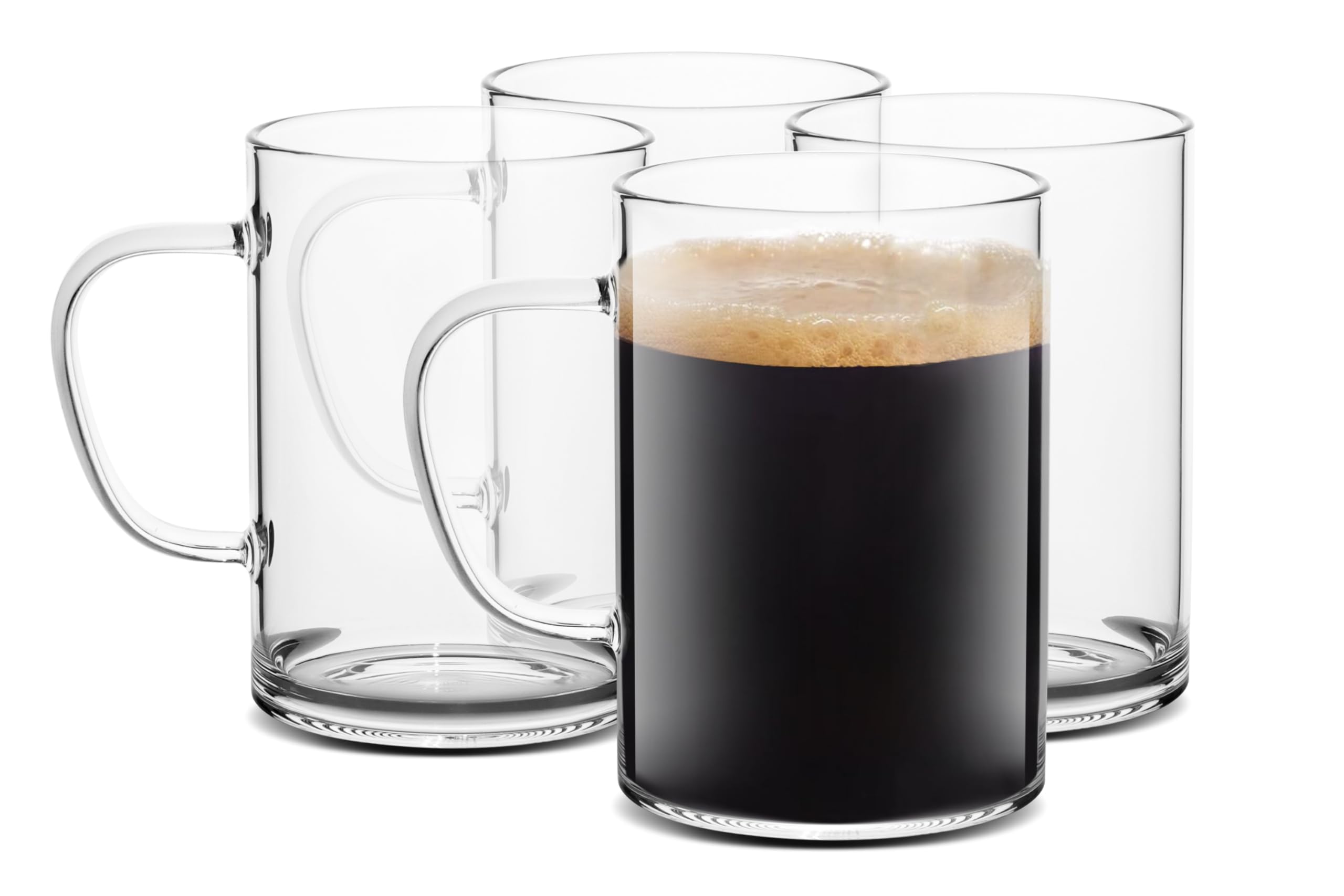 Snapklik.com : LUXU Glass Coffee Mugs 16 Oz, Set Of 4 Clear Glass Cups