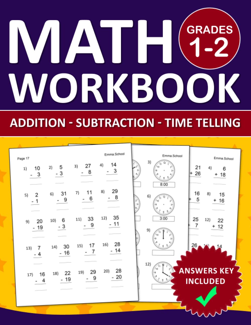 Buy Math Workbook For Grade 1-2 Addition - Subtraction - time telling ...