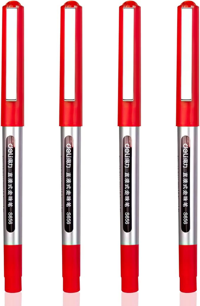 Red Pens, 4 Pcs Gel Ink Handwriting Pens, 0.5mm Rollerball Writing Pens ...