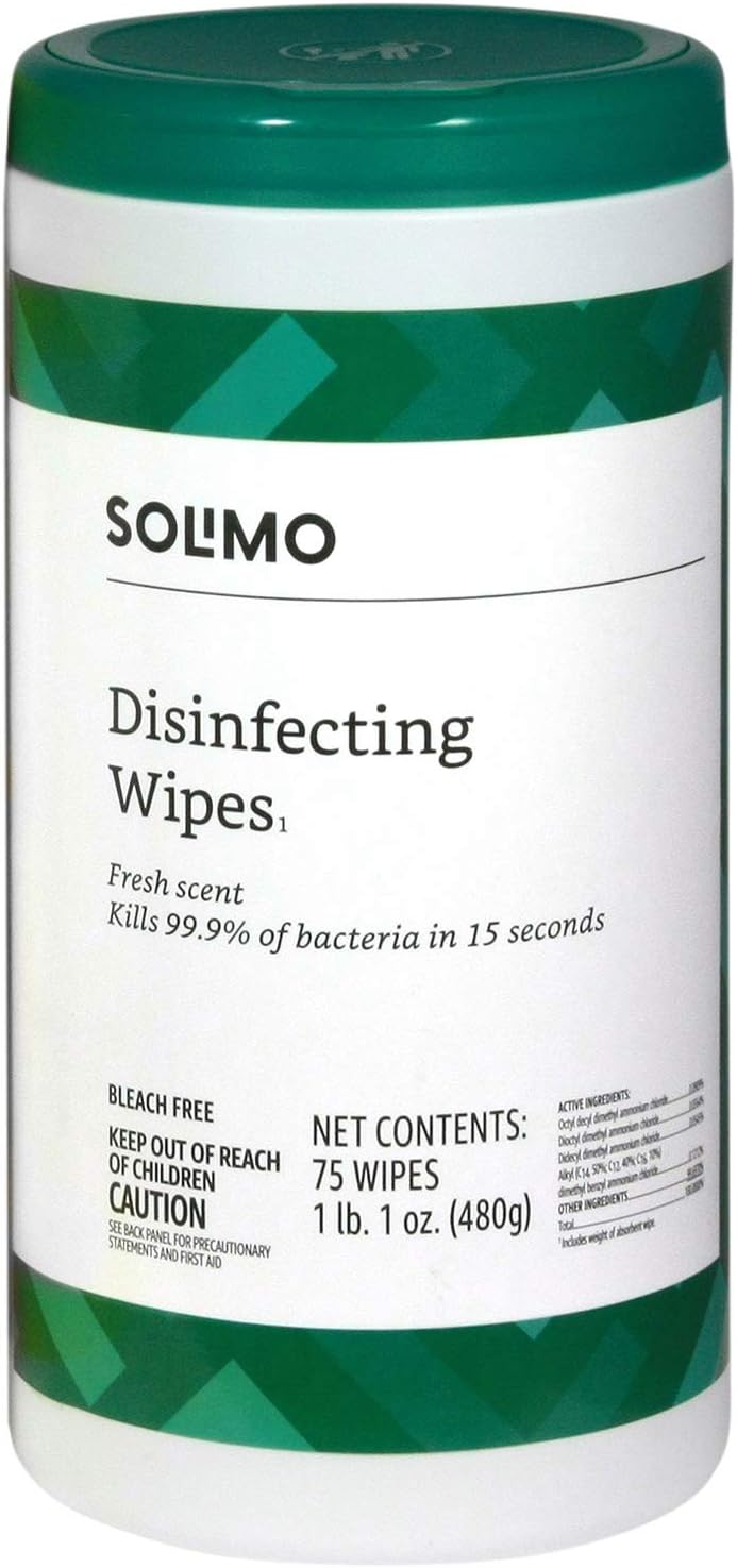 Amazon.com: Amazon Brand - Solimo Disinfecting Wipes, Fresh scent, 75 ...
