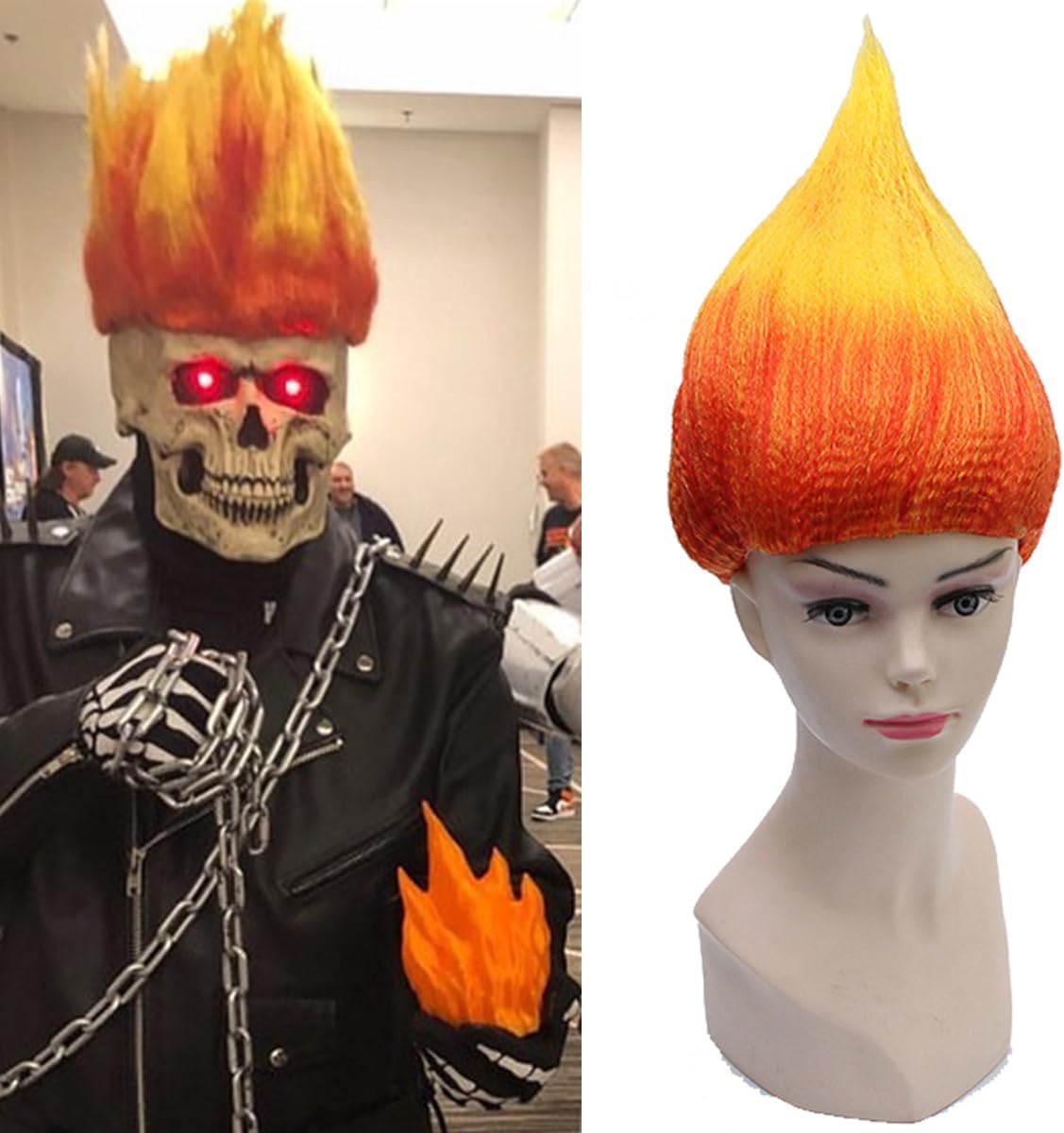 Amazon.com: Flame Wig Orange and Yellow Fire Wig Costume Ghost Flame ...