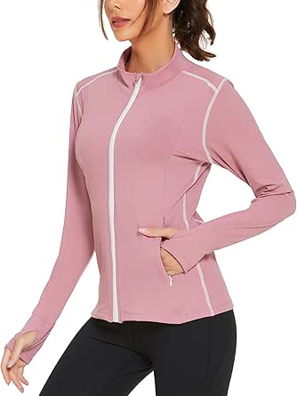 PINSPARK Track Jacket for Women Breathable Workout Yoga Sports Top Zip ...