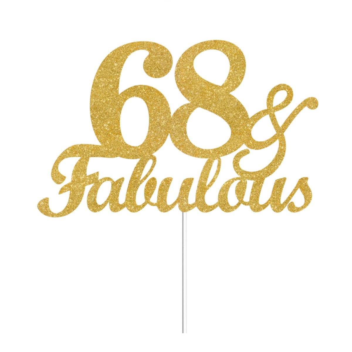 Amazon.com: 68 & Fabulous Cake Toppers Gold Glitter, Happy 68th ...