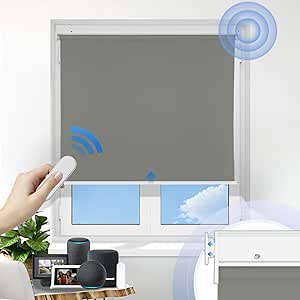 Amazon.com: Grandekor No Drill Motorized Blinds with Remote, Blackout Roller Shade Electric ...