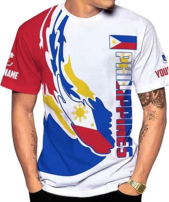 Amazon.com: Custom Philippine 3D Shirt Men Women, Philippine T-Shirt ...