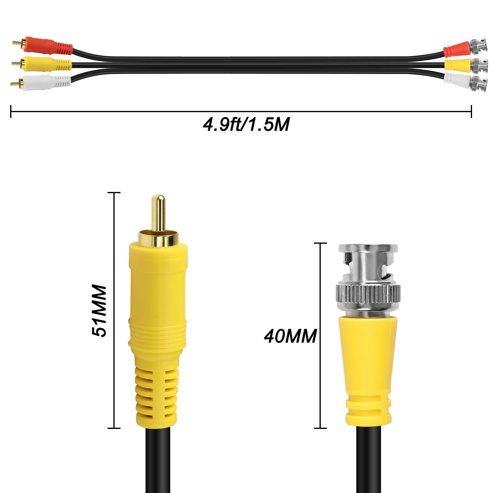 Snapklik.com : XMSJSIY BNC To RCA Video Audio Cable Coaxial Cable 3 BNC ...