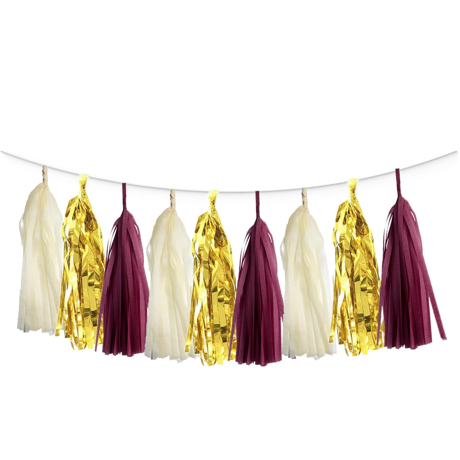 Amazon.com: 15PCS Burgundy Maroon Gold Beige Party Tissue Tassel ...