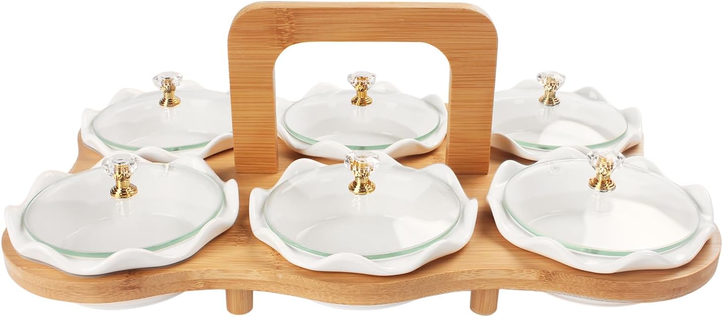 Amazon.com | jinsongdafa Ceramic Serving Dishes with glass Lids and ...