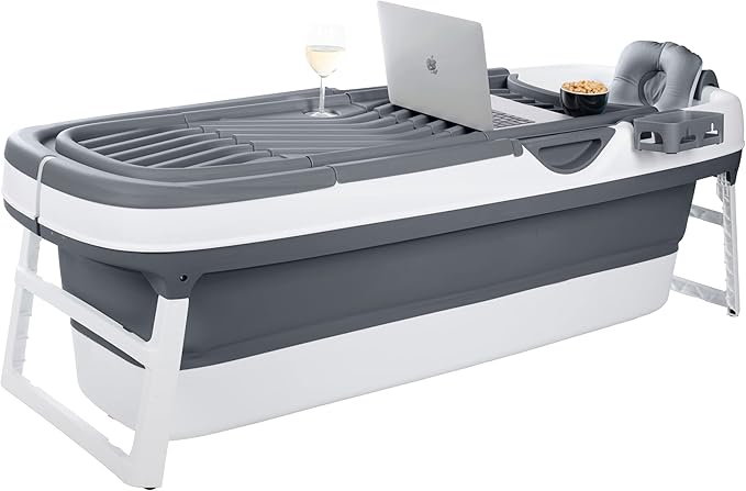 HelloBath Baignoire pliable pour adulte Taille XXL Gris 158 x 60 x 53 ...