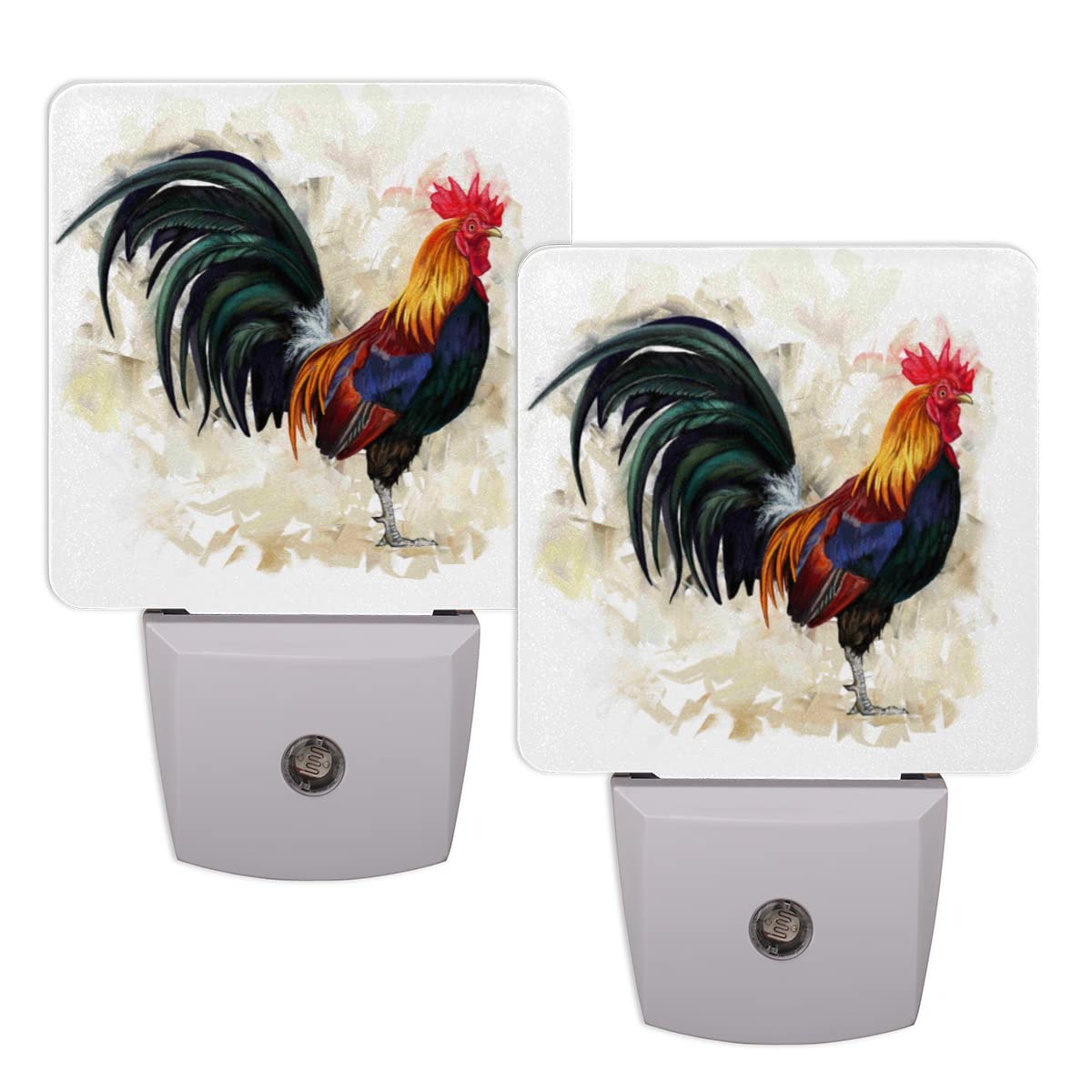 Animal Rooster Plug in Night Light Set of 2, Abstract Farm Rooster LED ...