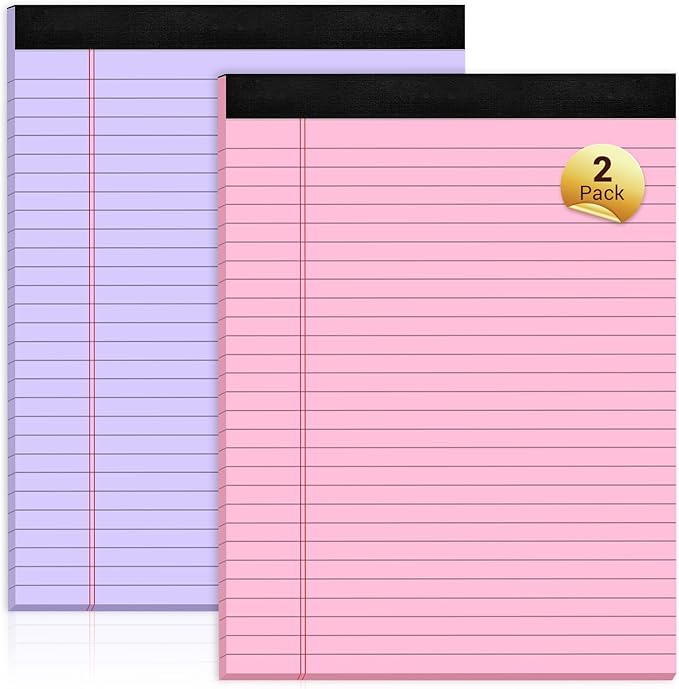 Legal Pads 8.5 x 11 Colored Note Pads, 2 Pack Notepads 8.5 x 11 Colored ...