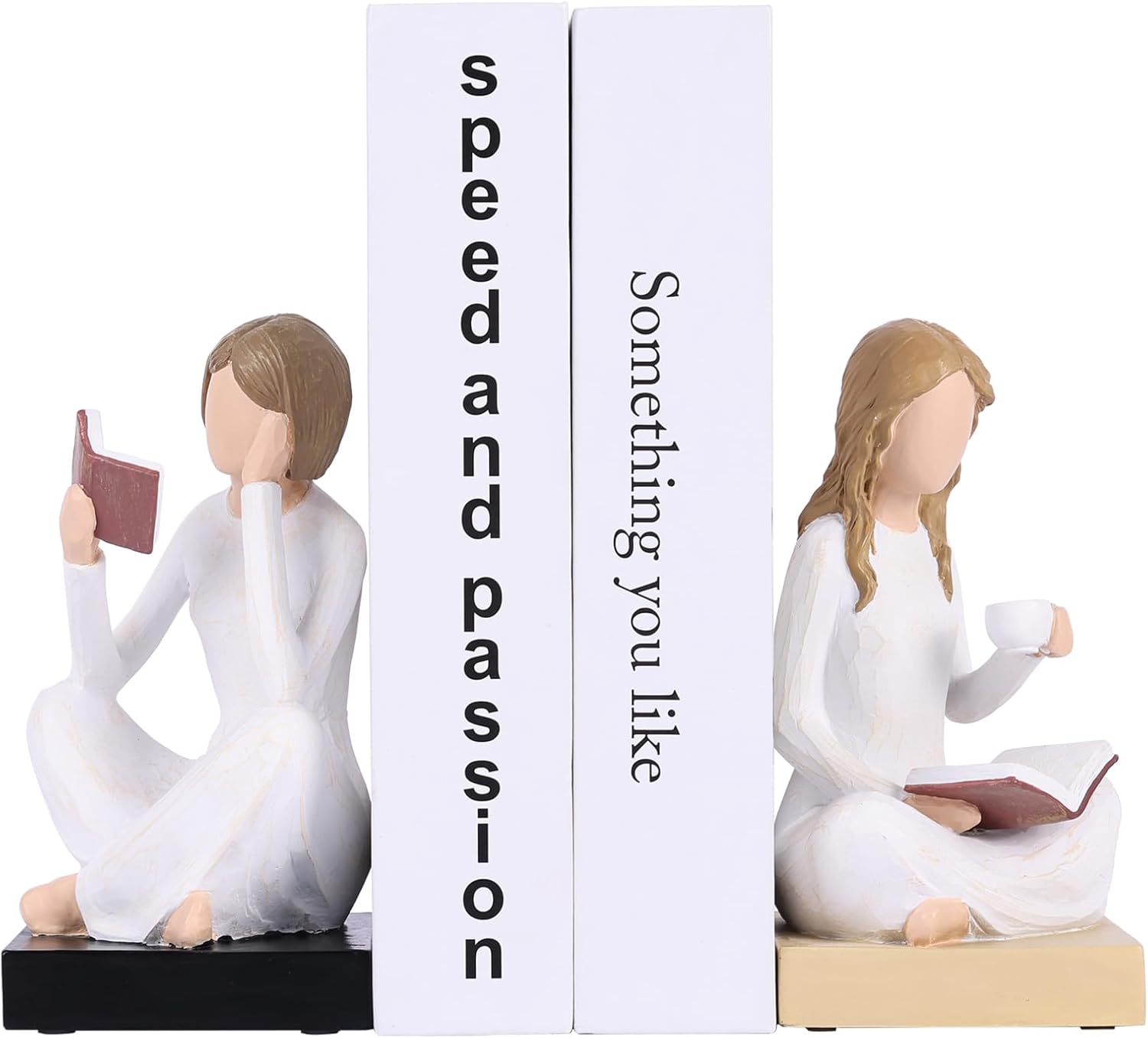 Amazon.com: Modern Reader Bookends for Shelves–Set of 2 Artistic Resin ...