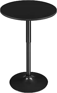 Amazon.com: Yaheetech Round Pub Table Height Adjustable with 360 Swivel ...