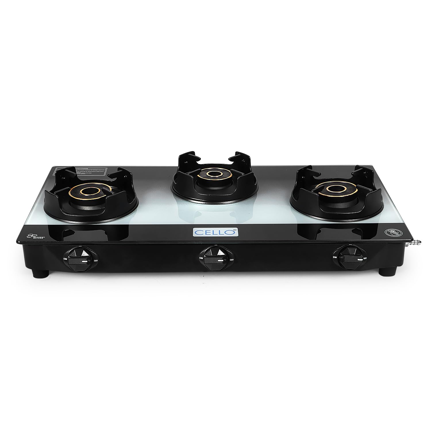 CELLO Gas Stove Gradient 3 Burner Black Manual Ignition LPG Toughened ...