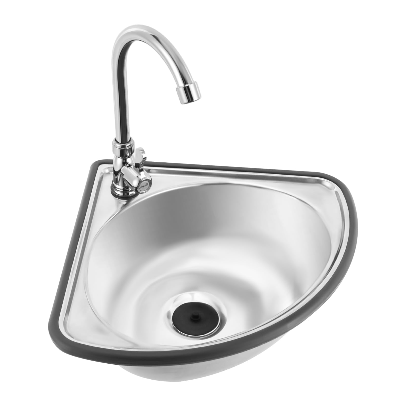 Stainless Steel Wall-Mounted Single Bowl Sink Triangle Wash Basin Thick ...