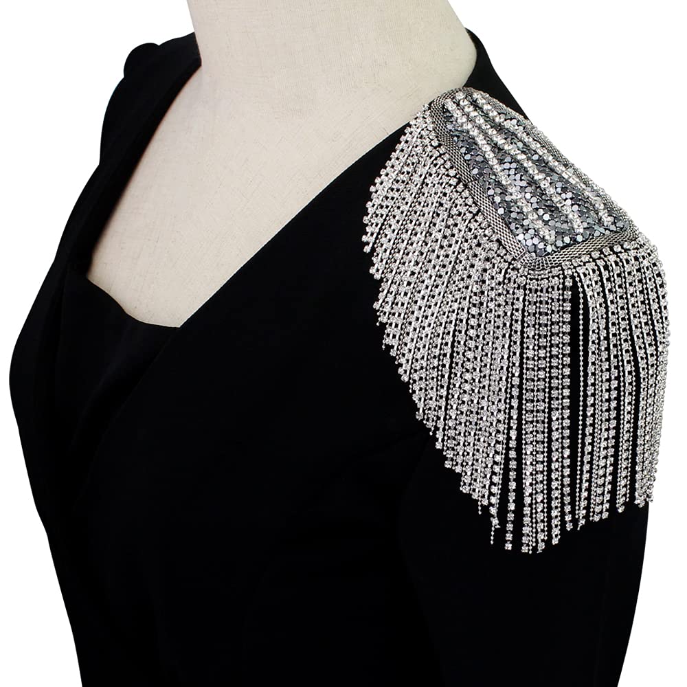 Amazon.com: Beaded Crystal Shoulder Patches Motifs Fringe Tassel ...