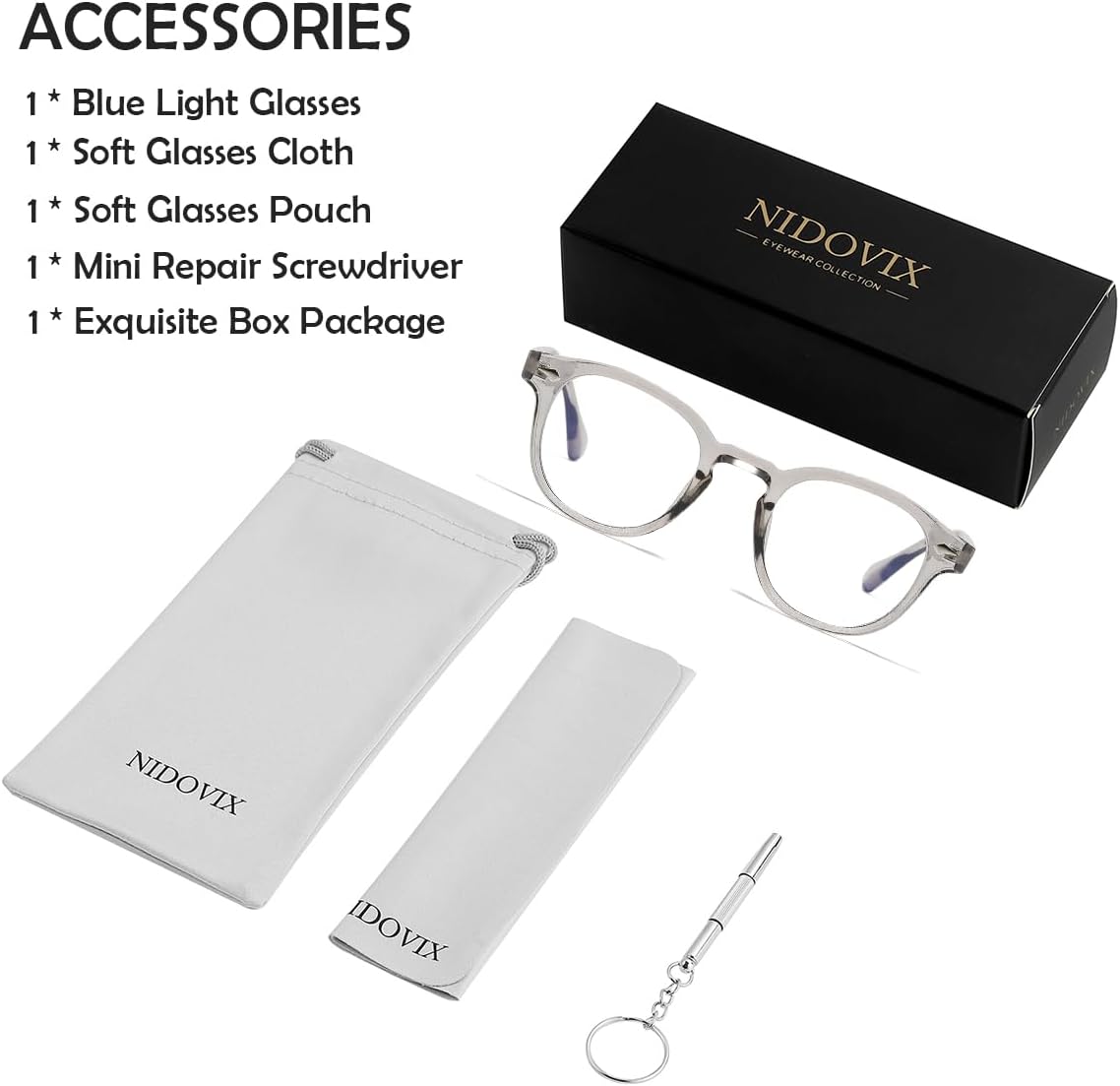 NIDOVIX Lentes de bloqueo de luz azul redondos retro para hombres y ...