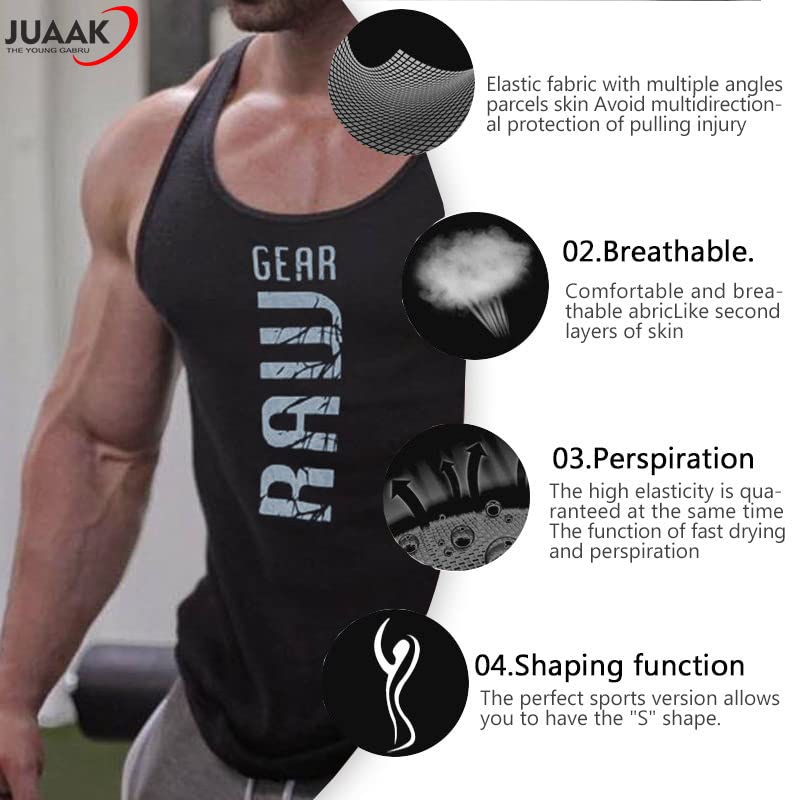 Buy JUAAK Designer Gym Stringer Vest, Gym Vest, Racer Y Back, Sports ...