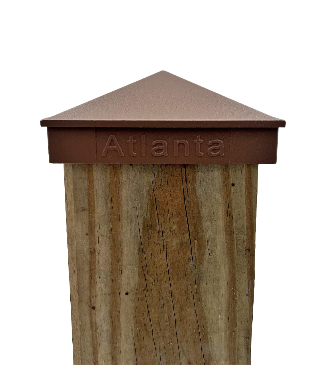 4x4 Post Cap (3.5") Brown Metal Pyramid Top for Outdoor Fences, Decks ...