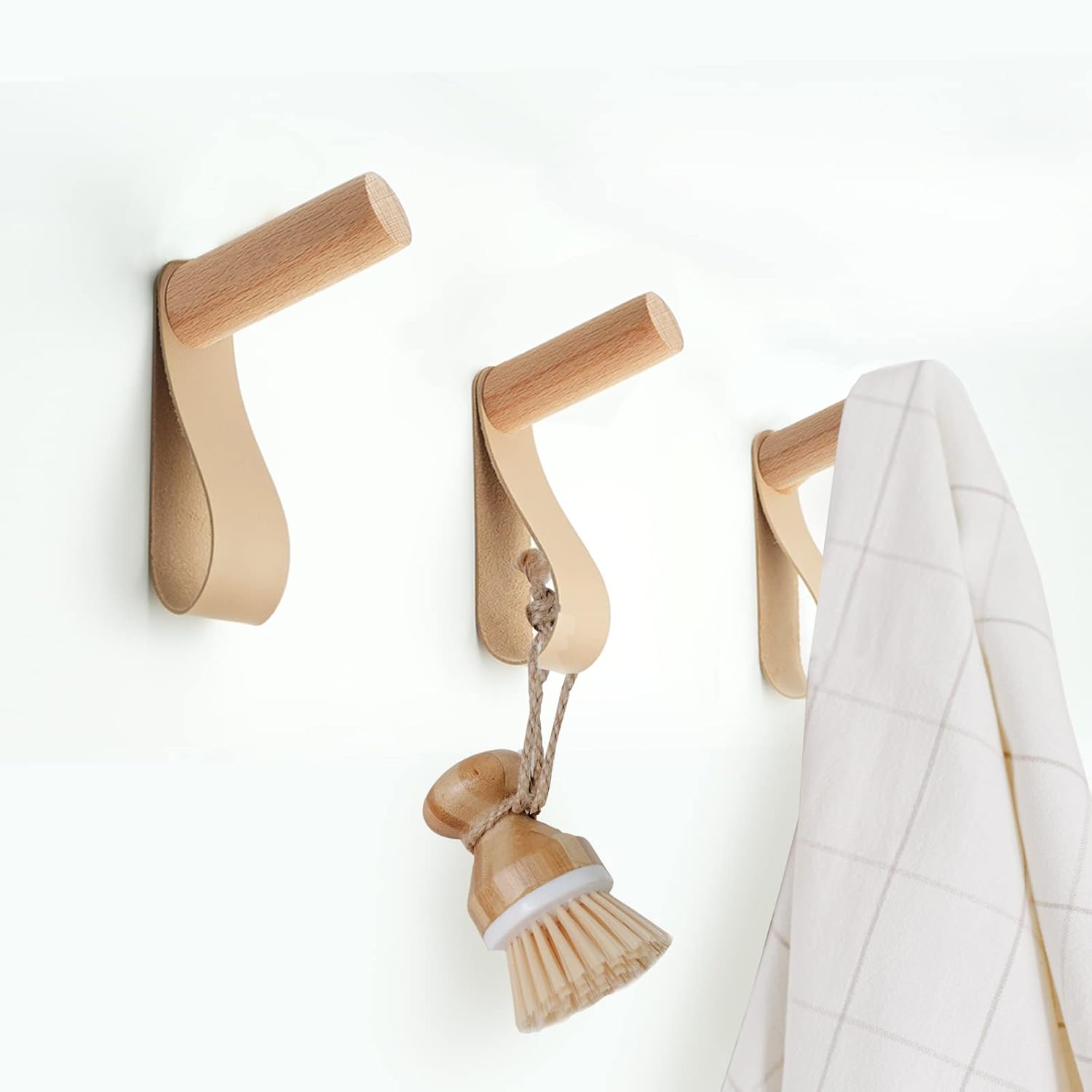 Amazon.com: WONQEXZ Leather Hook - Beech Oblique Small PU Leather Wall ...