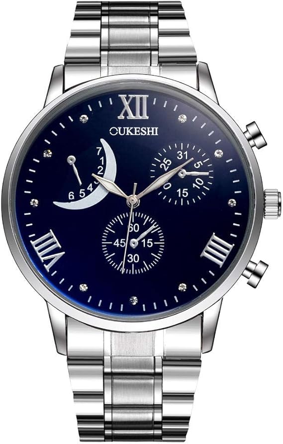 Watch Men's Watch Crescent Calendar Quartz Watch Men's Steel Band Watch ...