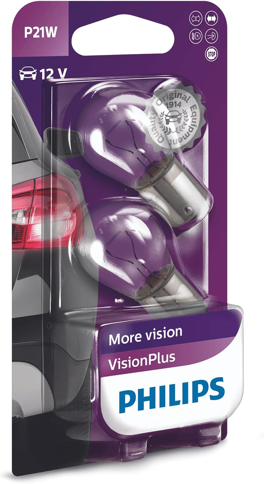 P21W 12V 21W BA15s VisionPlus 60% Blister Pack of 2 Philips: Automotive ...